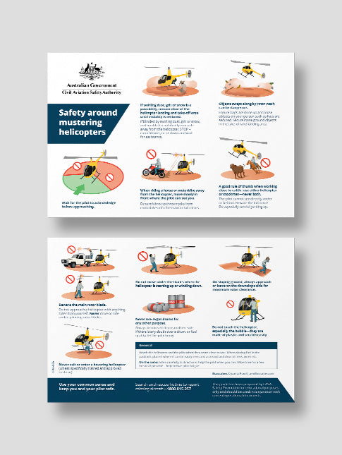 Safety around mustering helicopters information card – CASA Online store
