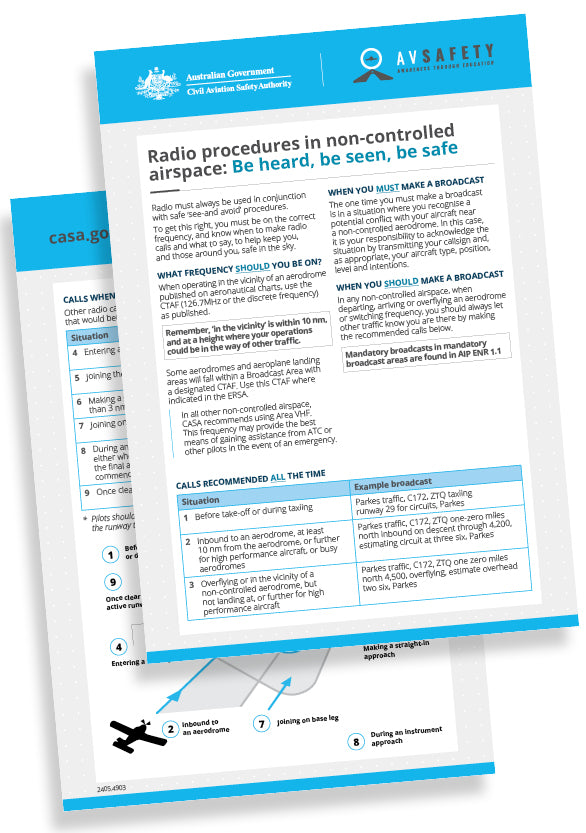 Radio procedures in non-controlled airspace – CASA Online store
