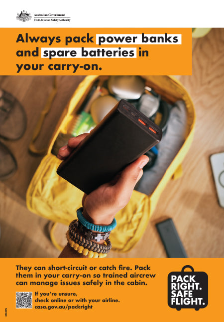 Packing power banks and spare batteries poster – CASA Online store