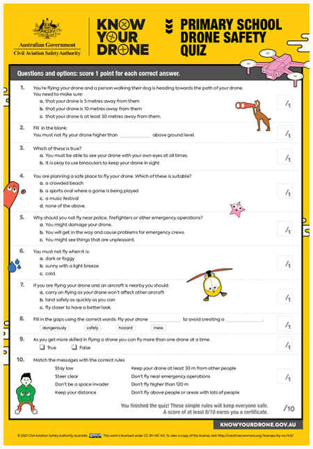 Drone quiz questions for primary students – CASA Online store
