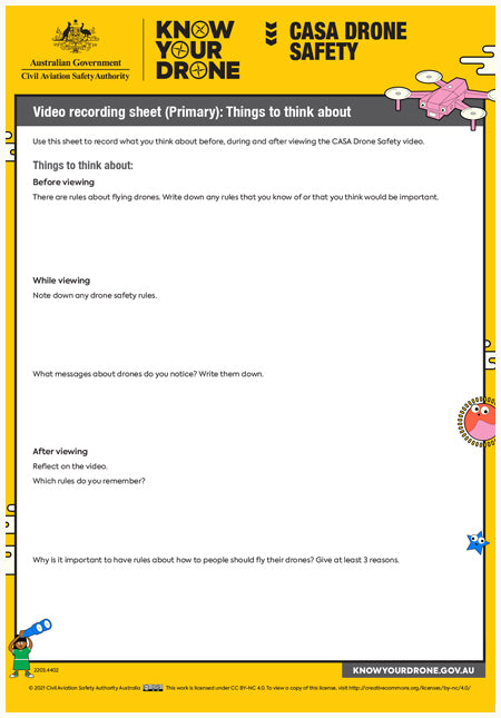 Drone worksheet - Things to think about – CASA Online store